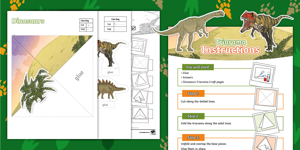 Dinosaurs Triarama Craft - Twinkl Arts and Crafts - Twinkl