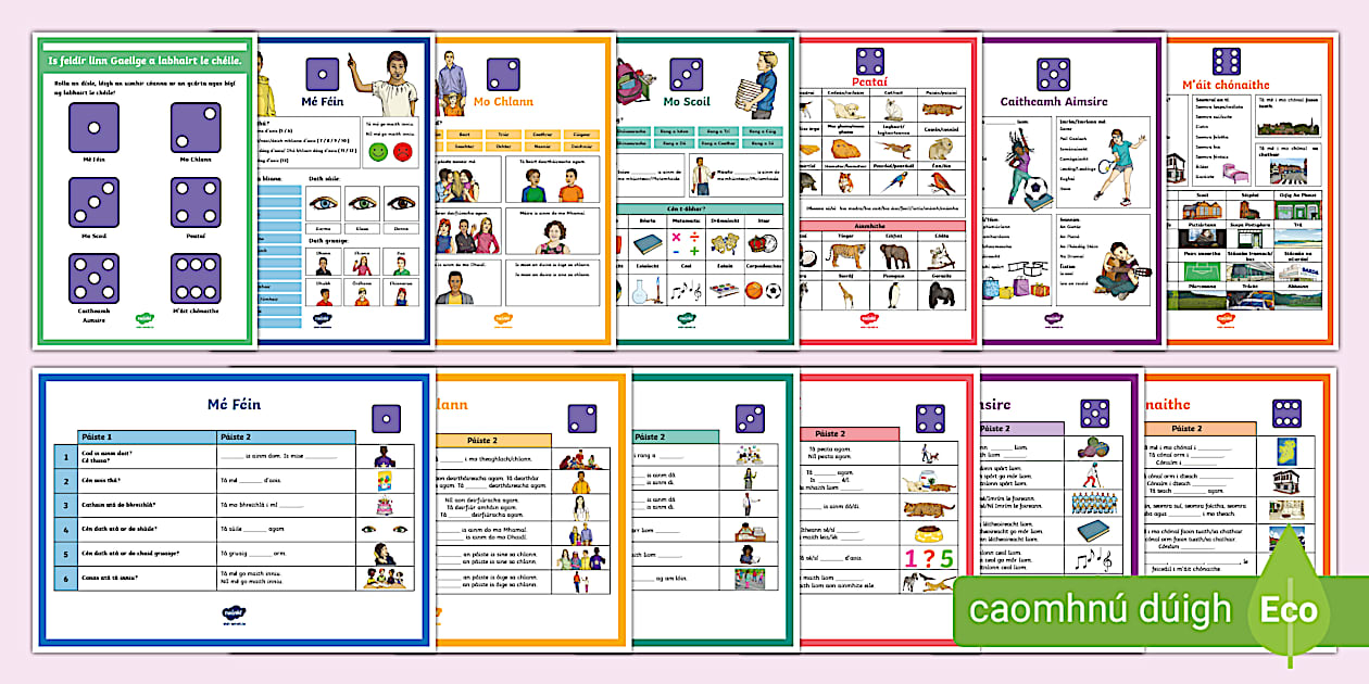 Editable Gaeilge Oral Language A4 Cue Cards (teacher made)