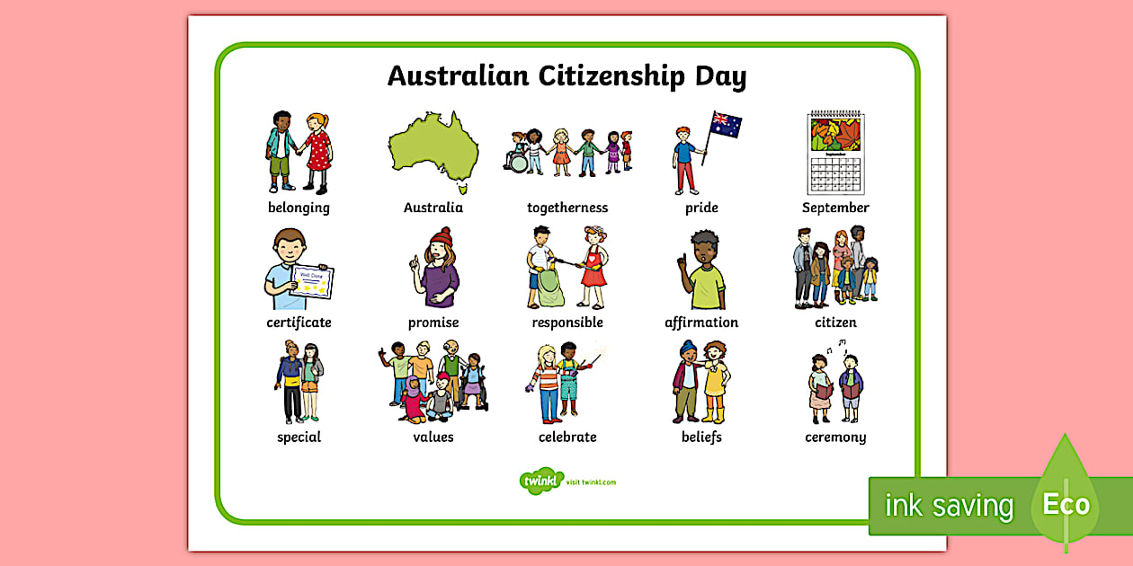 F-2 Australian Citizenship Day Word Mat (teacher made)