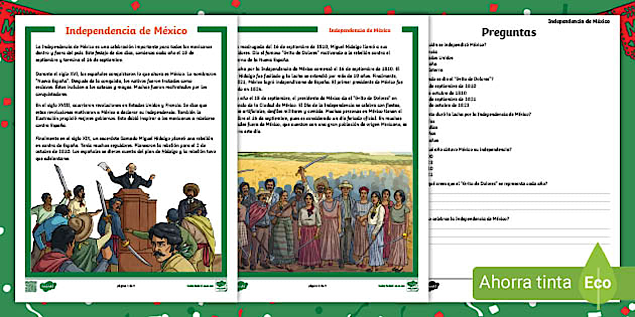 Independencia de México - lectura de comprensión - Twinkl