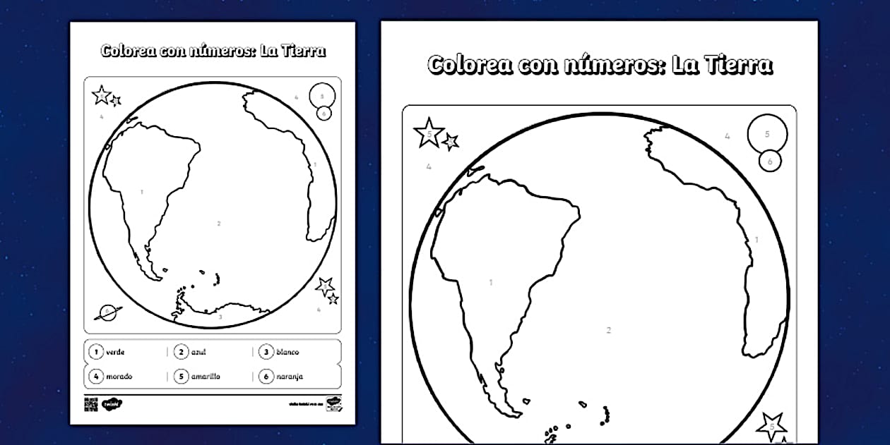 Colorear con números: La Tierra (teacher made) - Twinkl