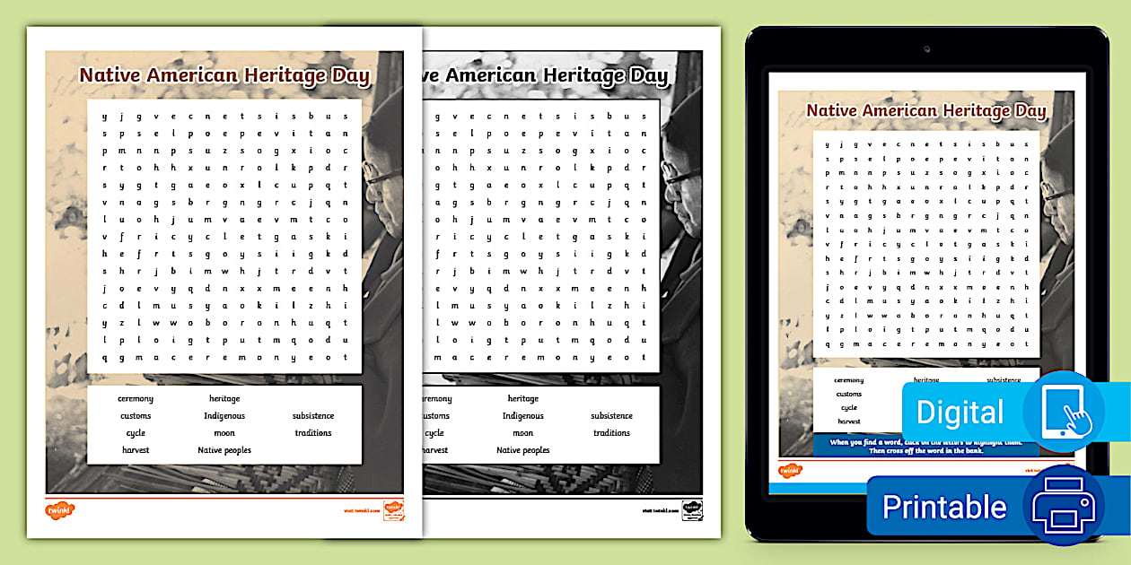 Native American Heritage Month Word Search | Twinkl USA