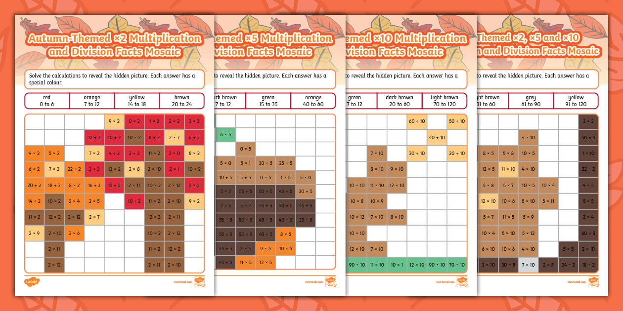 👉 KS1 Autumn Multiplication and Division Mosaic Sheets