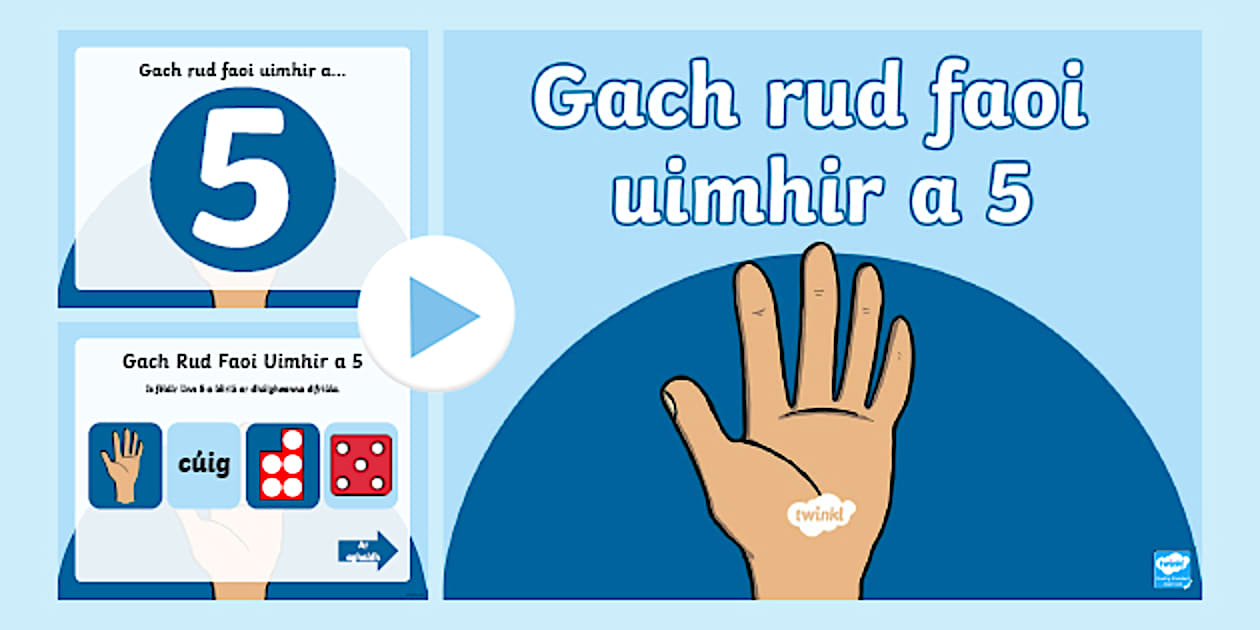 All about the Number 5 PowerPoint Gaeilge (teacher made)