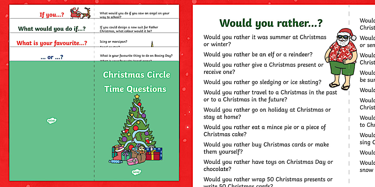 100 Christmas Circle Time Questions Booklet - Twinkl