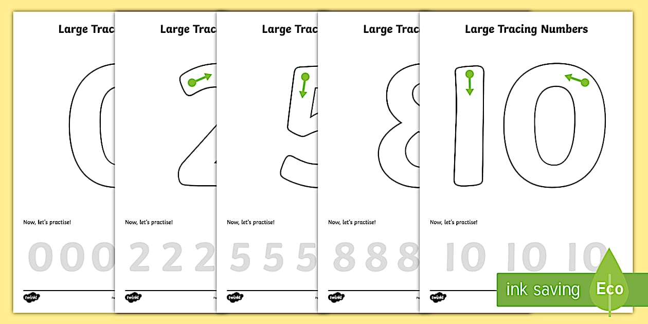 Editable Large Number Tracing Worksheets Straight 1 - Twinkl