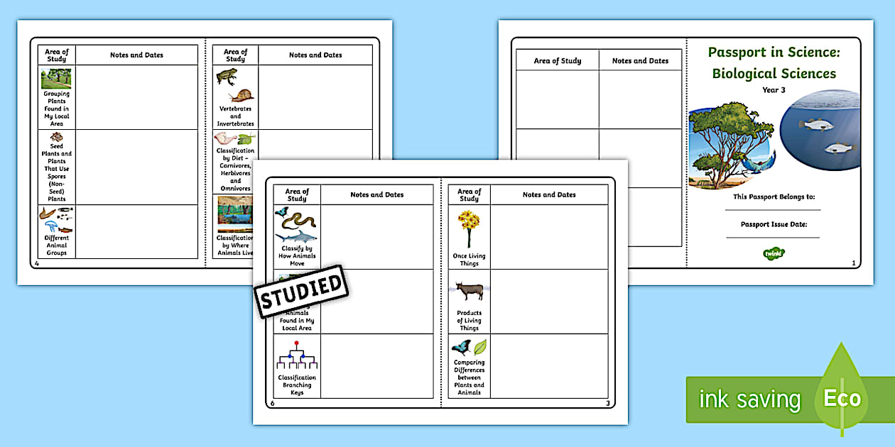 Year 3 Biological Sciences Passport Booklet - AC9S3U01
