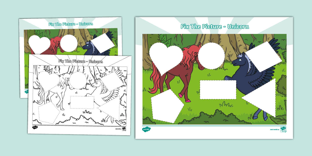 Unicorns Fix the Picture Activity (teacher made) - Twinkl