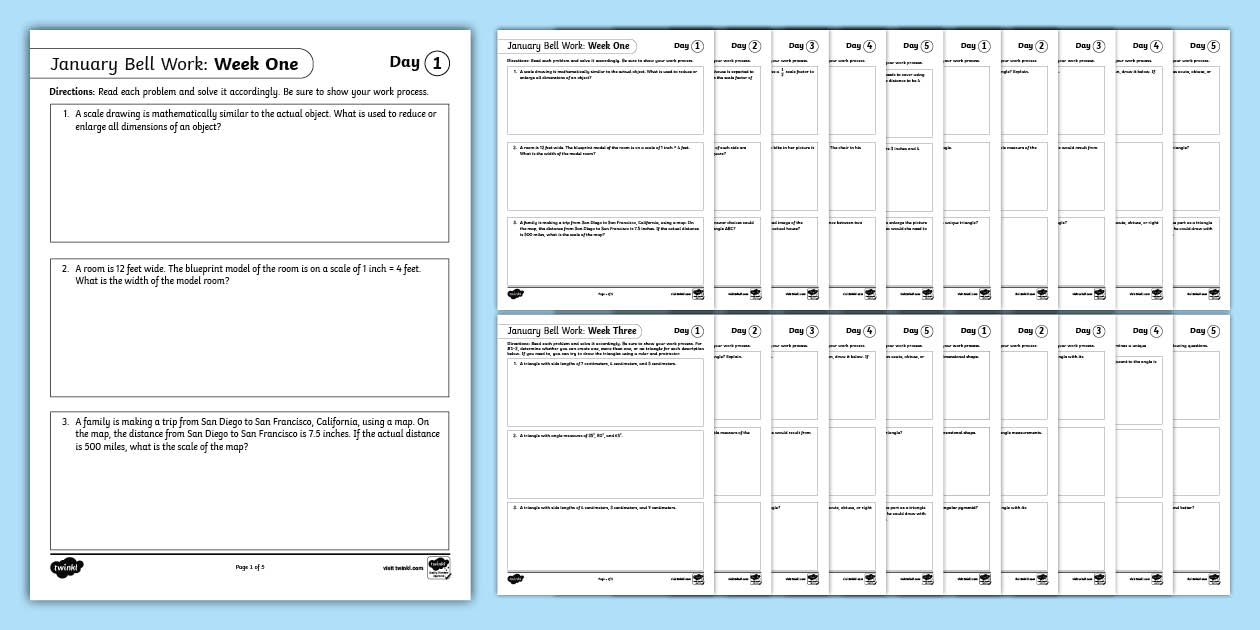 Seventh Grade Math January Bell Work Bundle (Teacher-Made)