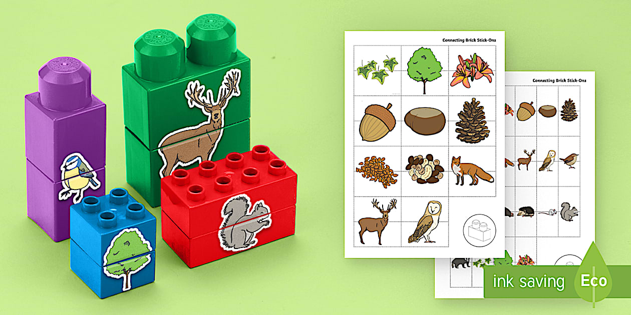Forest and Woodland Matching Connecting Bricks Game - Twinkl