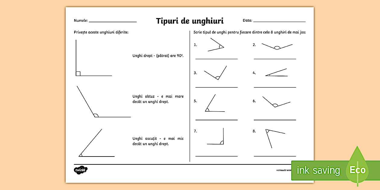 Unghi Obtuz - Unghi Ascuțit - Ciclul Primar - România