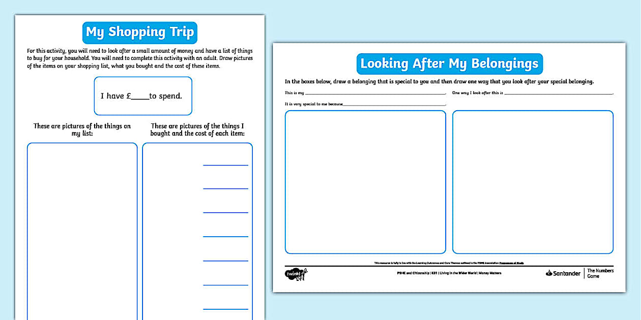 PSHE: KS1 Money Matters - Home Learning Tasks