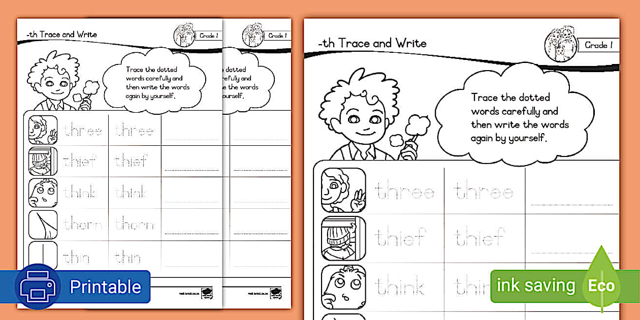 Grade 1 Trace and Write th- (teacher made) - Twinkl