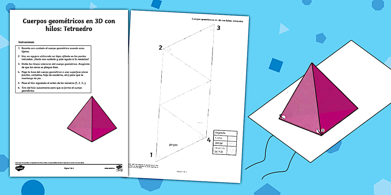 Cuerpos geométricos en 3D con hilos: Tetraedro - Twinkl