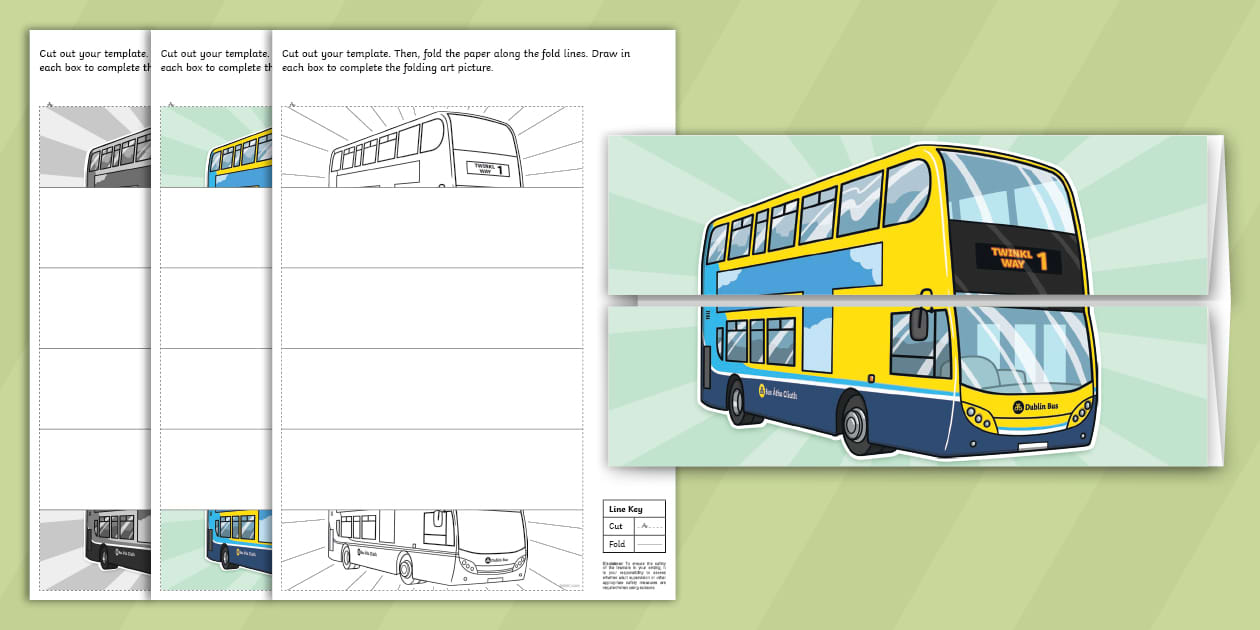 Bus Folding Art Template (Teacher-Made) - Twinkl