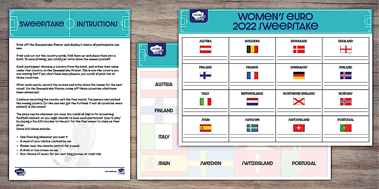 Women's Euro 2022 Sweepstake | Twinkl Party (teacher made)