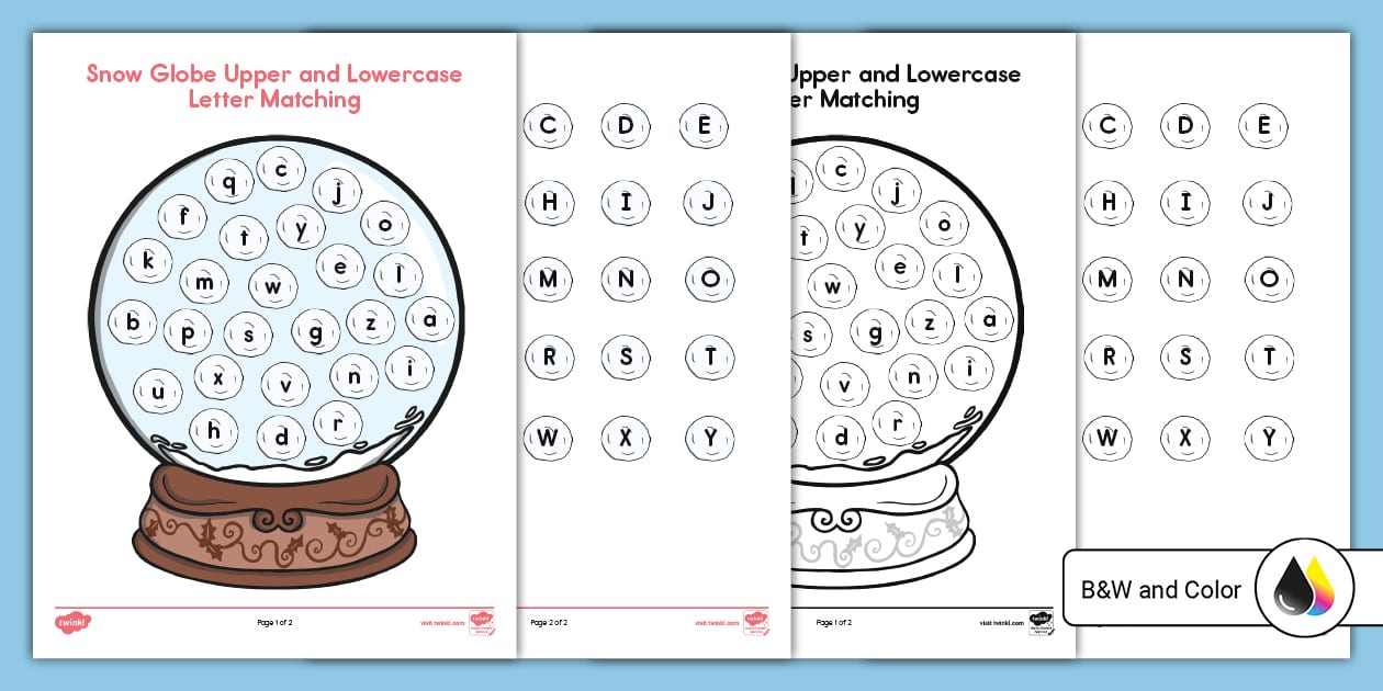 Snow Globe Letter Matching Worksheet for Kids | Twinkl USA