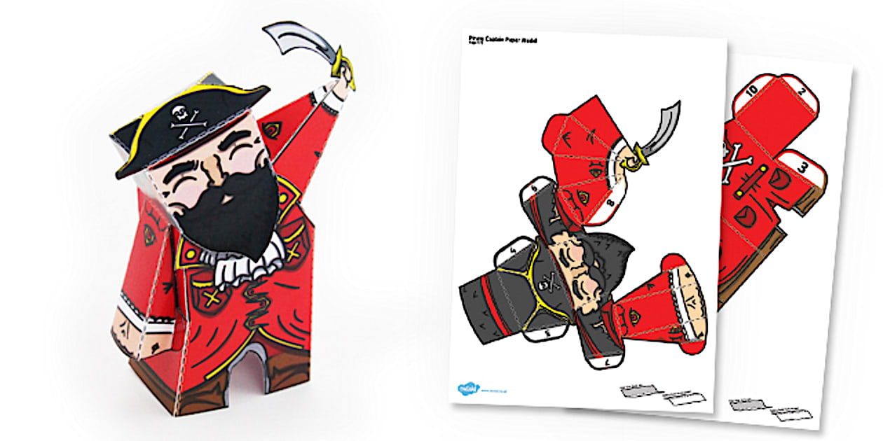Pirate Captain Paper Model (teacher made) - Twinkl