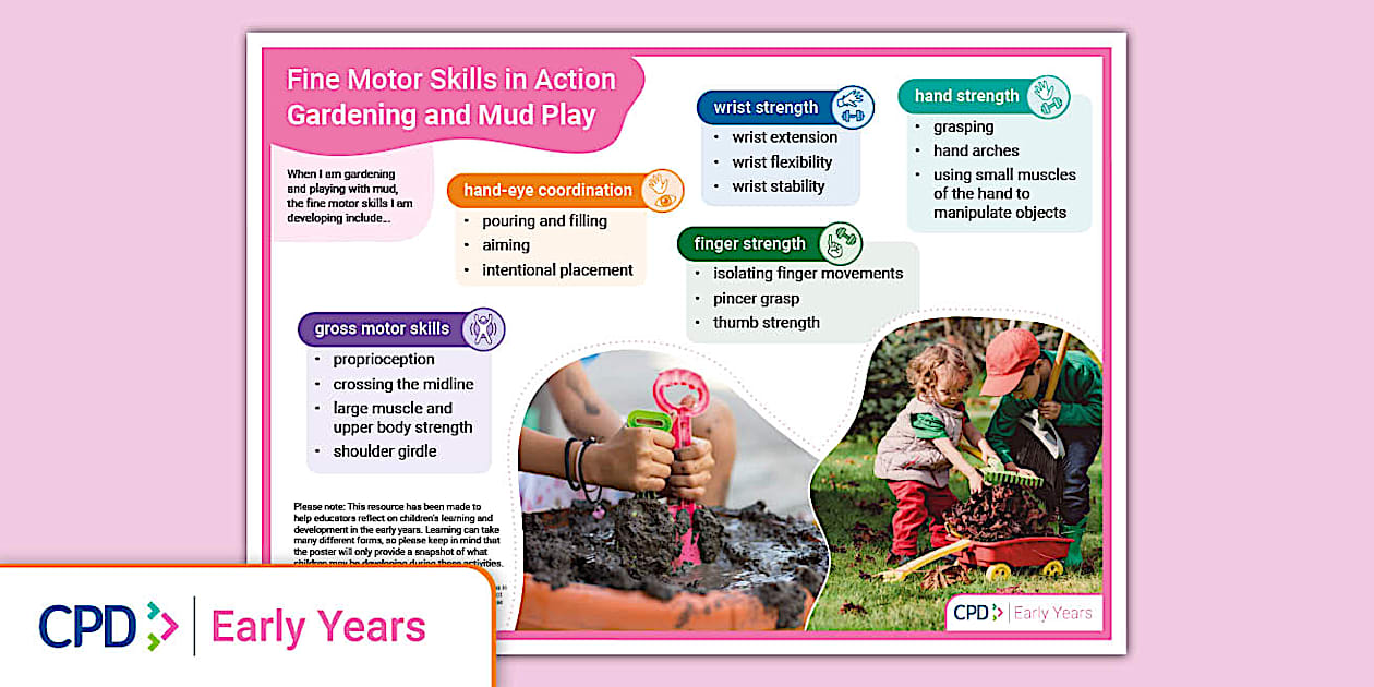 Fine Motor Skills In Action: Gardening and Mud Play (Poster)