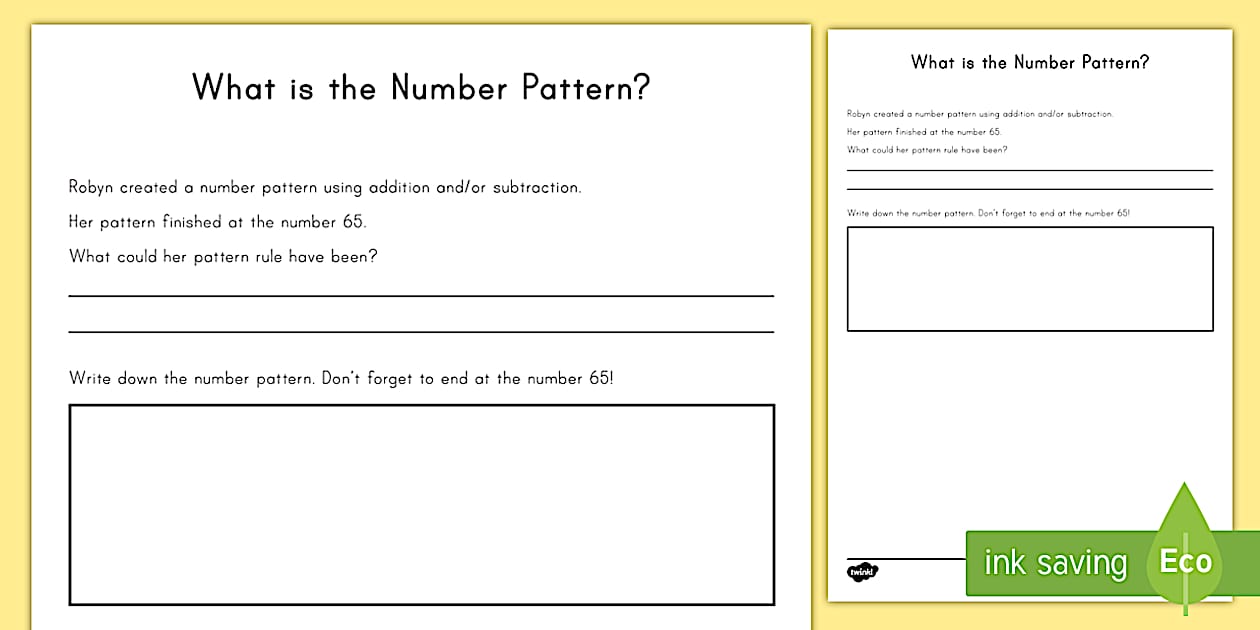 Number Pattern Rule Open-Ended Worksheet (Lehrer gemacht)