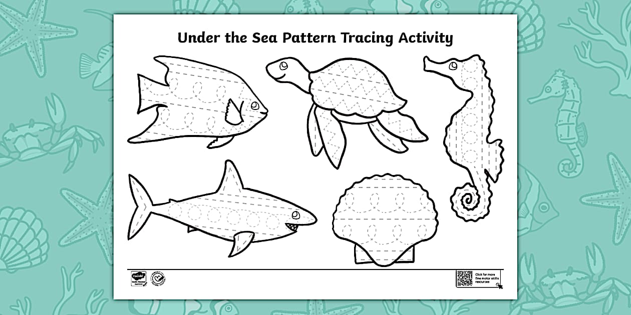 * NEW * Under the Sea Pattern Tracing Early Years Worksheets