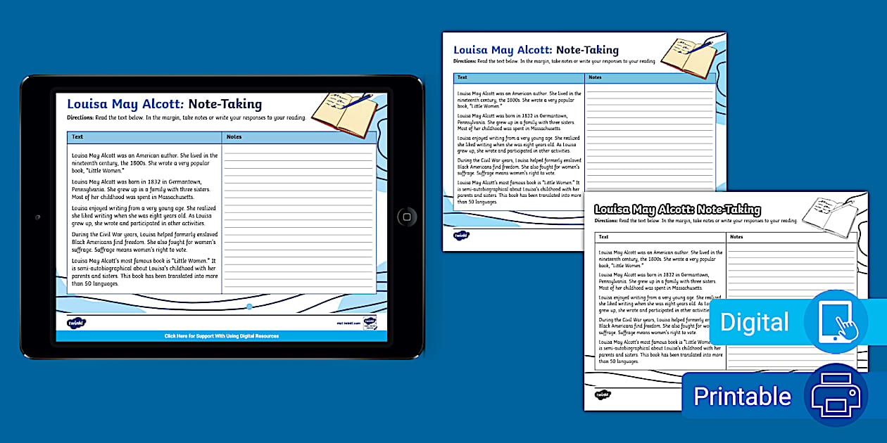 Louisa May Alcott Worksheet PDF | Resource | Twinkl USA