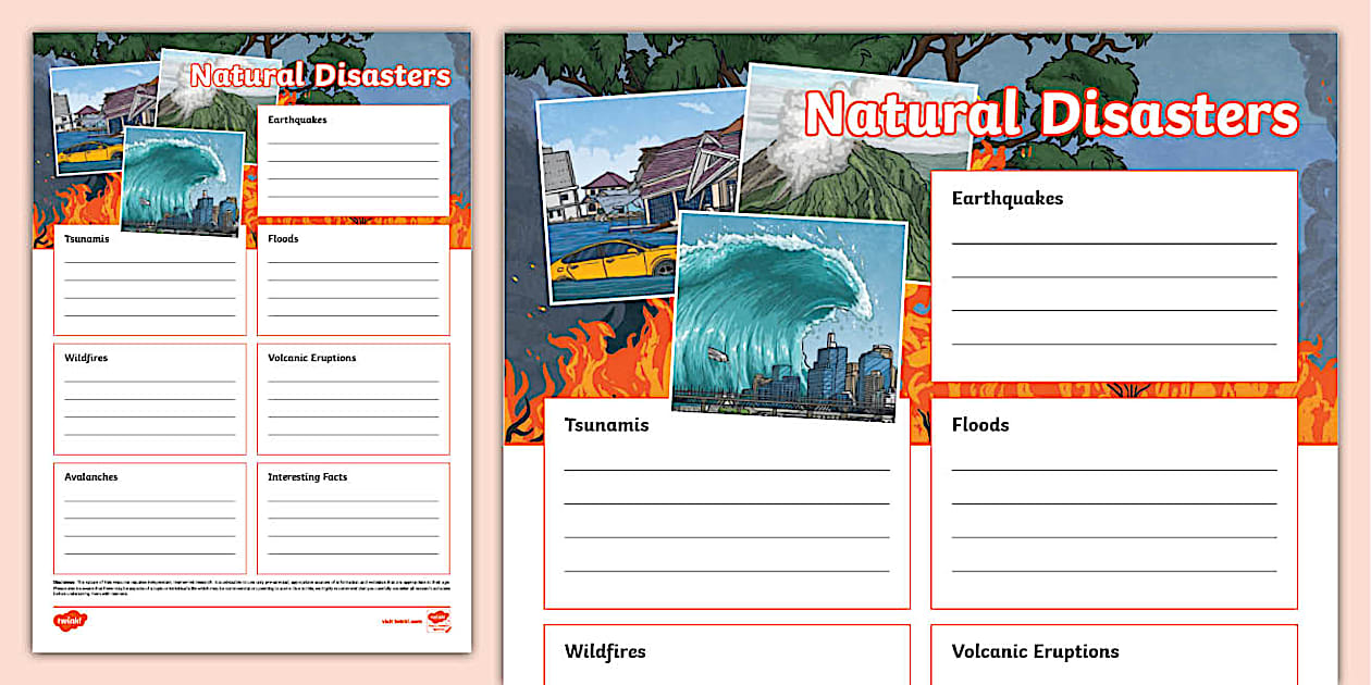 Natural Disasters Fact File Template (teacher made) - Twinkl