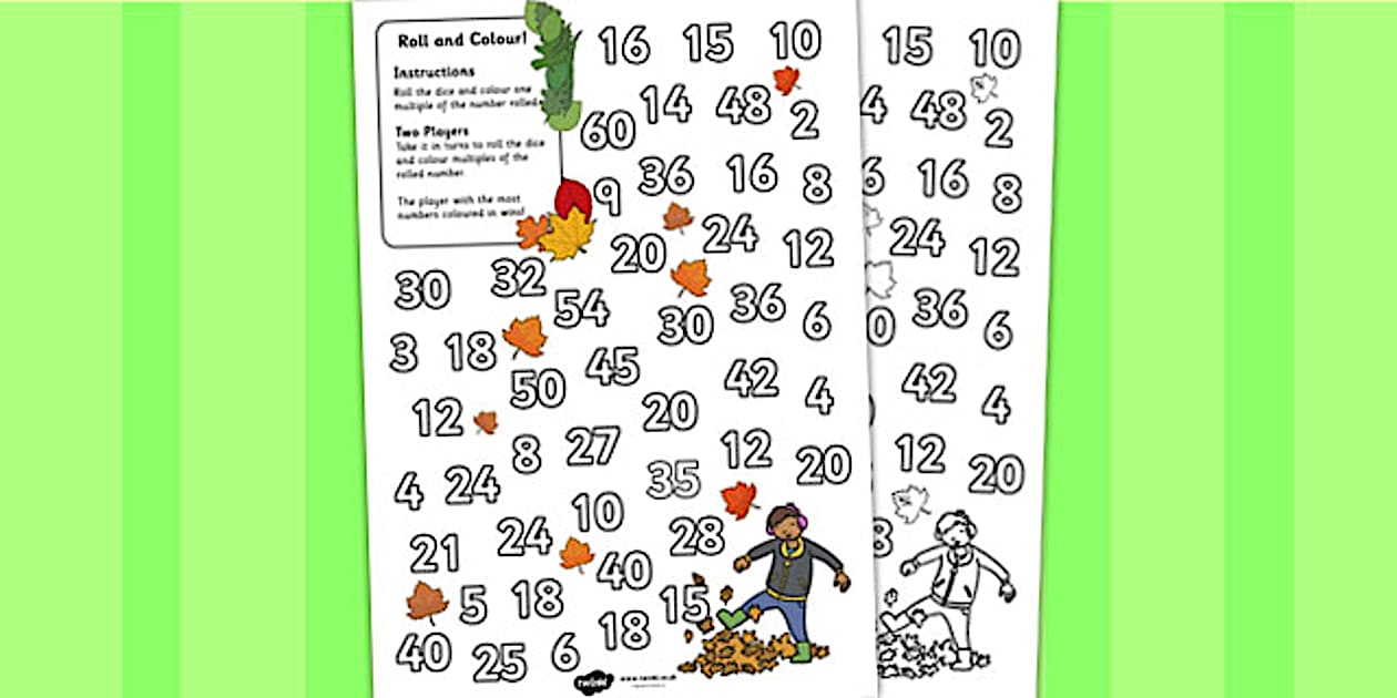 Leaves Colour and Roll Worksheet (teacher made) - Twinkl