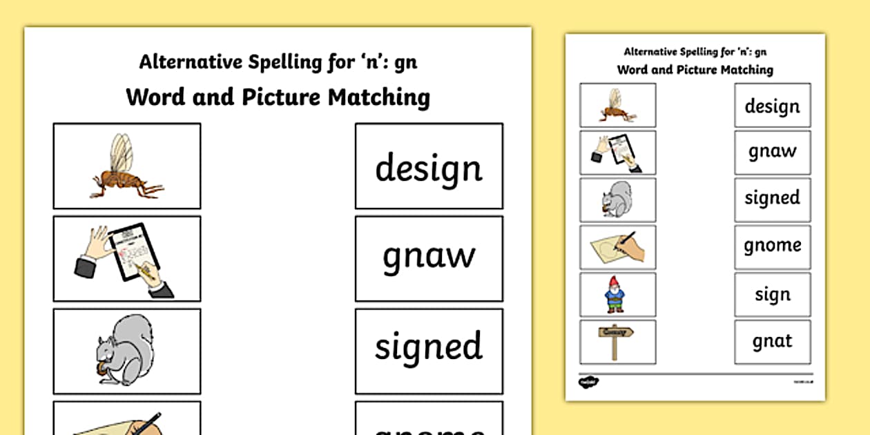 Gn Grapheme Phase 5 Alternative Spellings Word and Picture Matching ...