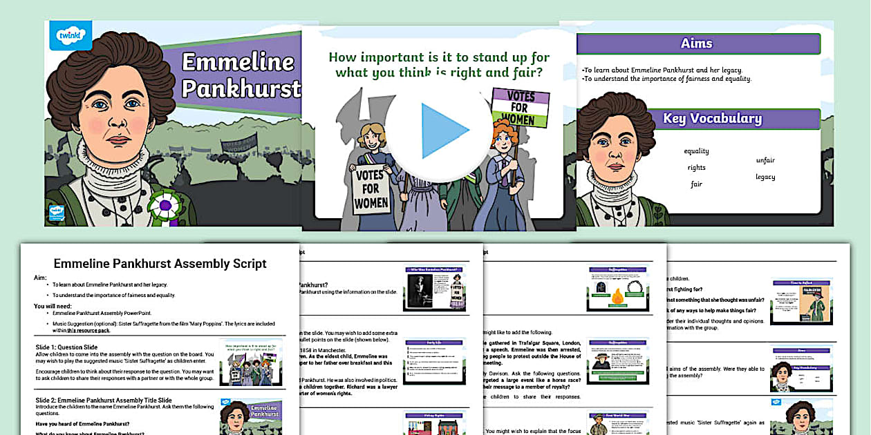Emmeline Pankhurst Assembly Pack - Whole School - Twinkl