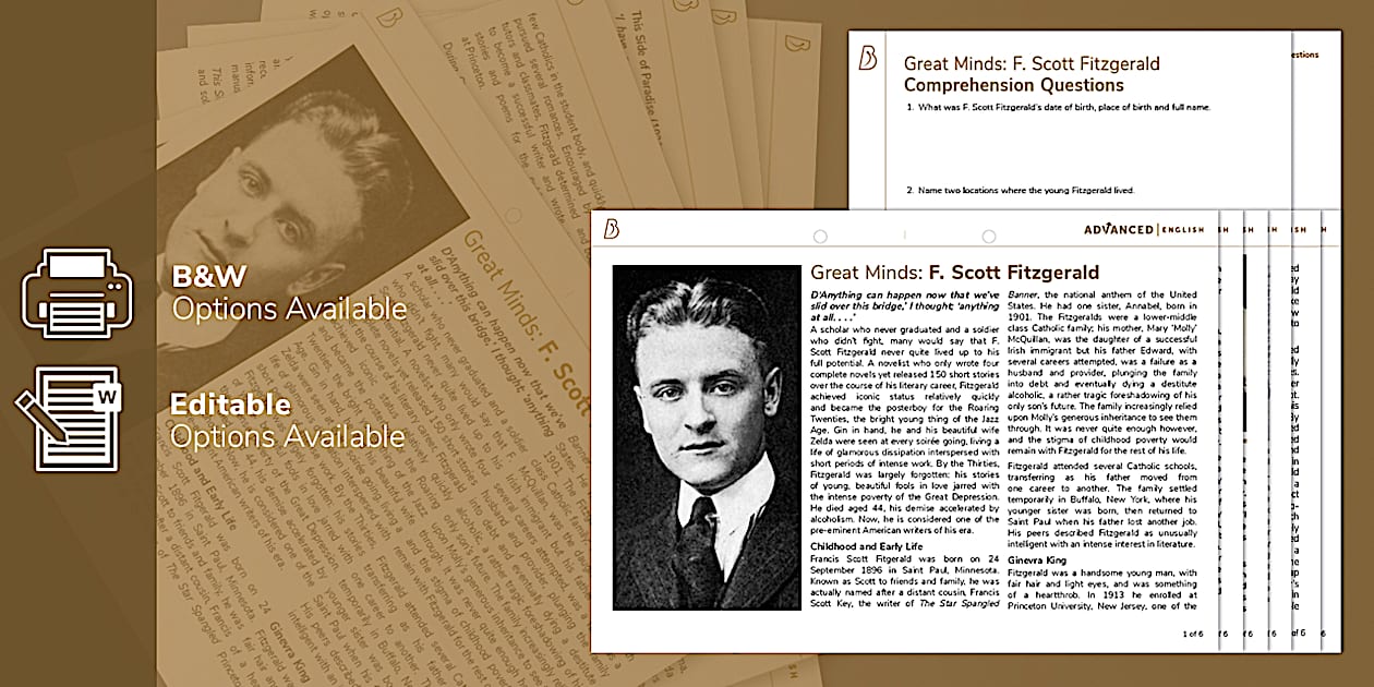 Great Minds Reading Comprehension: F. Scott Fitzgerald