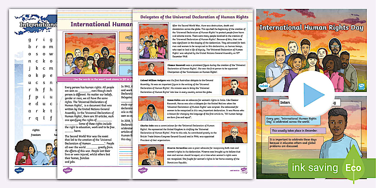 International Human Rights Day PowerPoint, Comprehension, Cloze ...