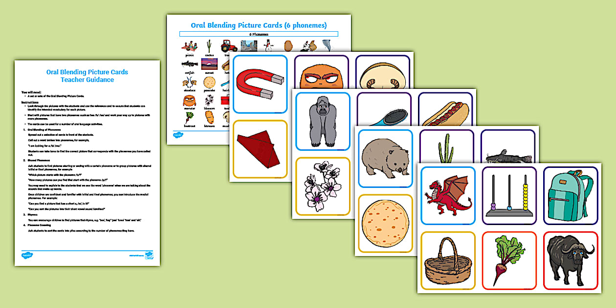 Oral Blending Cards (6 Phonemes) and Guidance (teacher made)