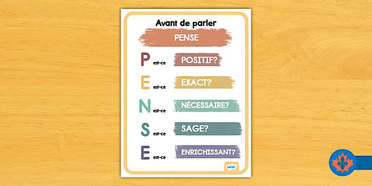Think Before You Speak Poster French (teacher made) - Twinkl