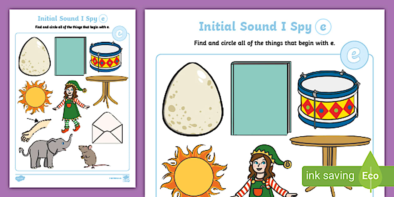 Initial Sounds I Spy Activity: Letter e - Twinkl