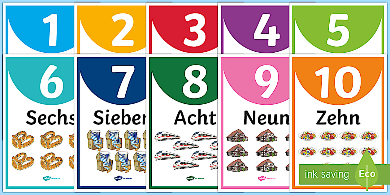 German Numbers 1-10 | Display Posters (teacher made)