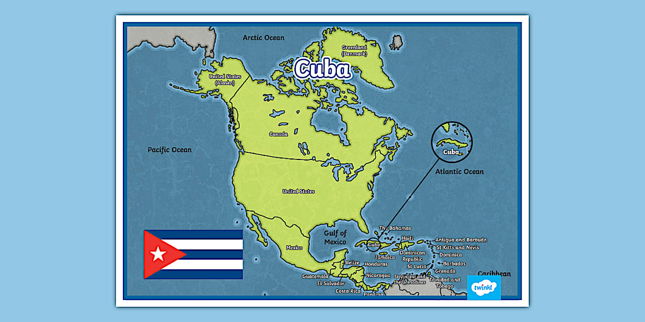 Cuba on a Map Display Poster (teacher made) - Twinkl