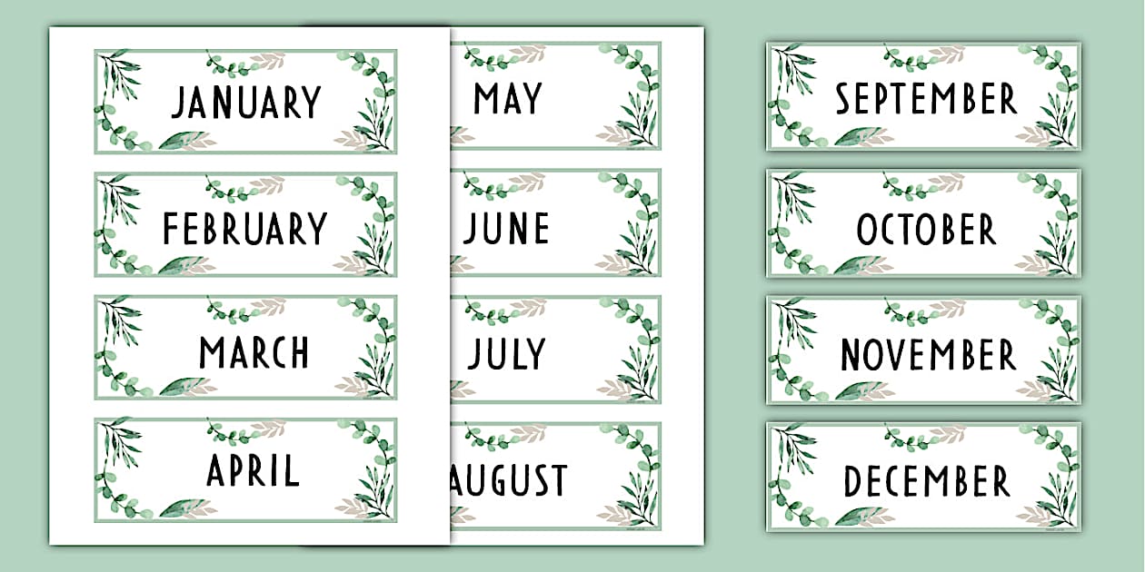 Botanical Months Bulletin Board Cards (Teacher-Made)