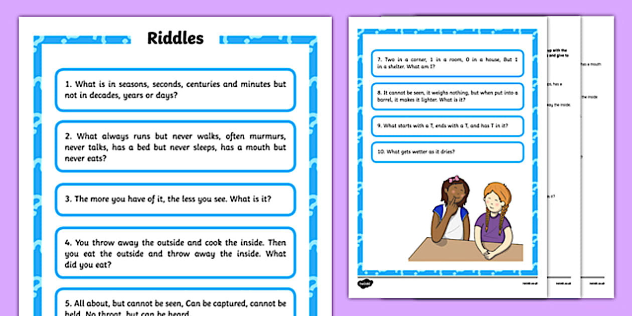 10 Short Riddle Ideas for Kids (teacher made) - Twinkl