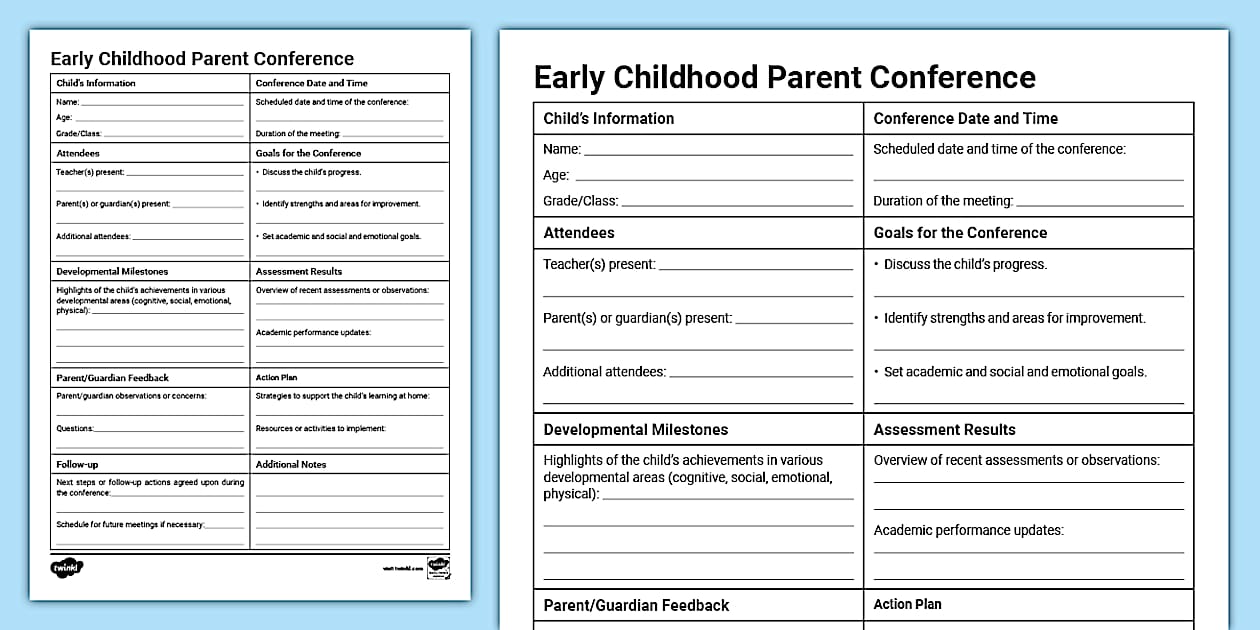 Early Childhood Parent Conference Template (teacher made)