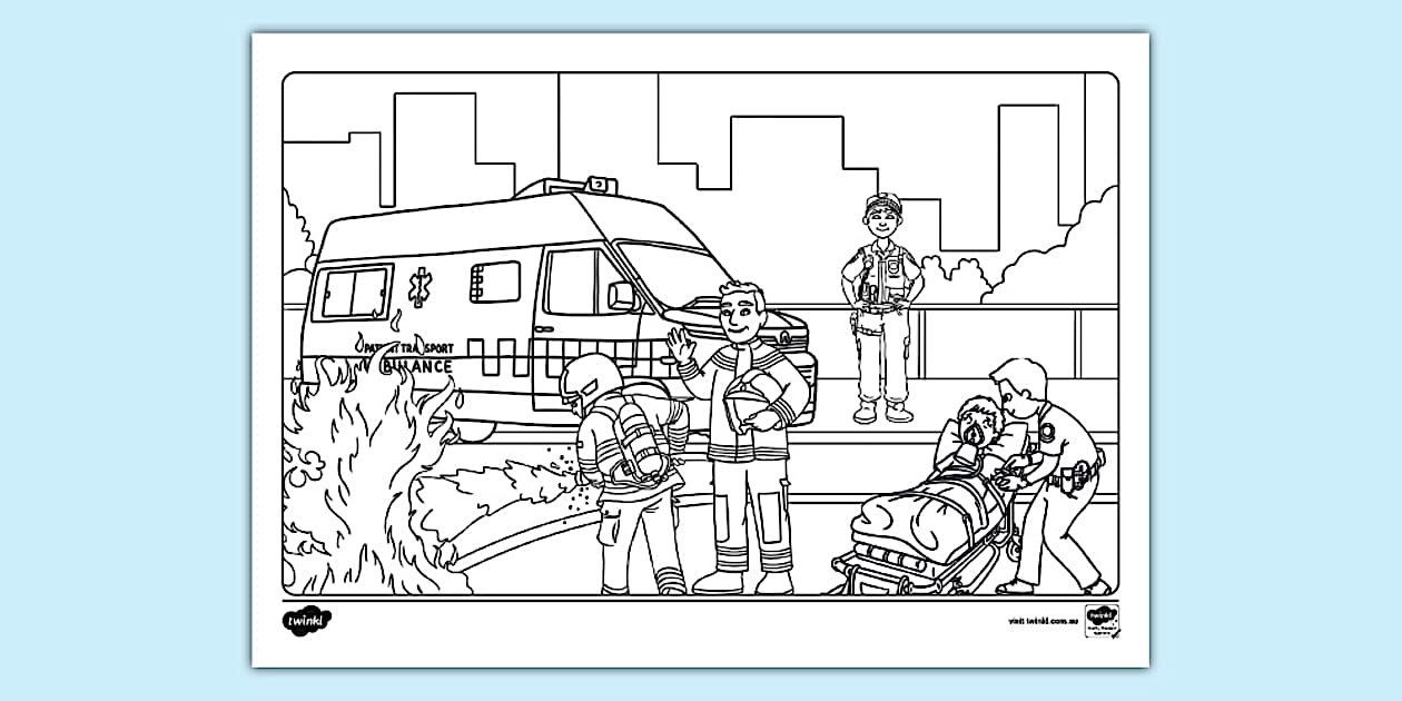 First Responders Colouring Sheet