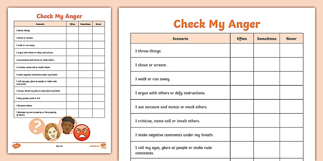Mental Wellbeing Check My Anger Key Stage 2 (teacher made)