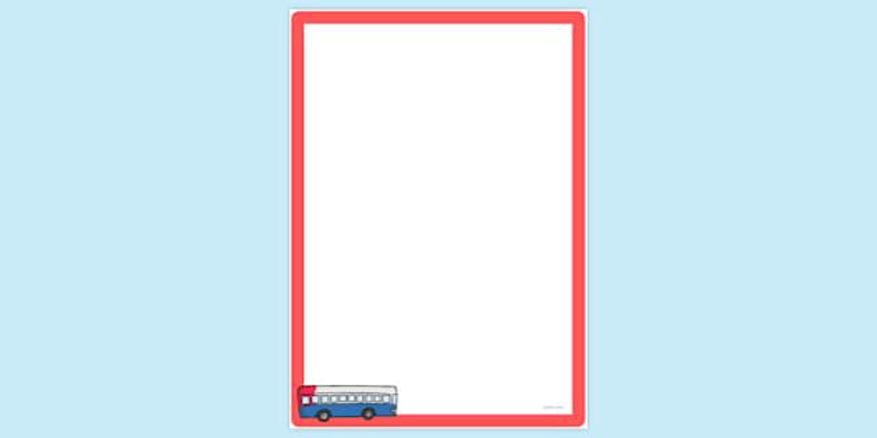 Simple Single Decker Bus Page Border | Page Borders | Twinkl