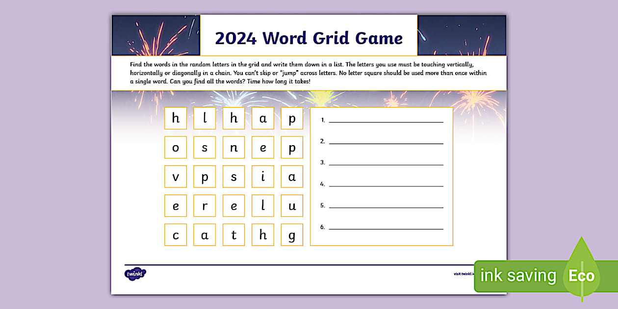 2024 Word Grid Game (teacher made) - Twinkl