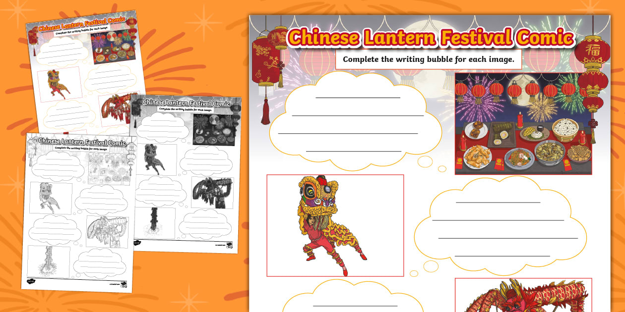 Chinese Lantern Festival Finish the Comic Worksheet - Twinkl
