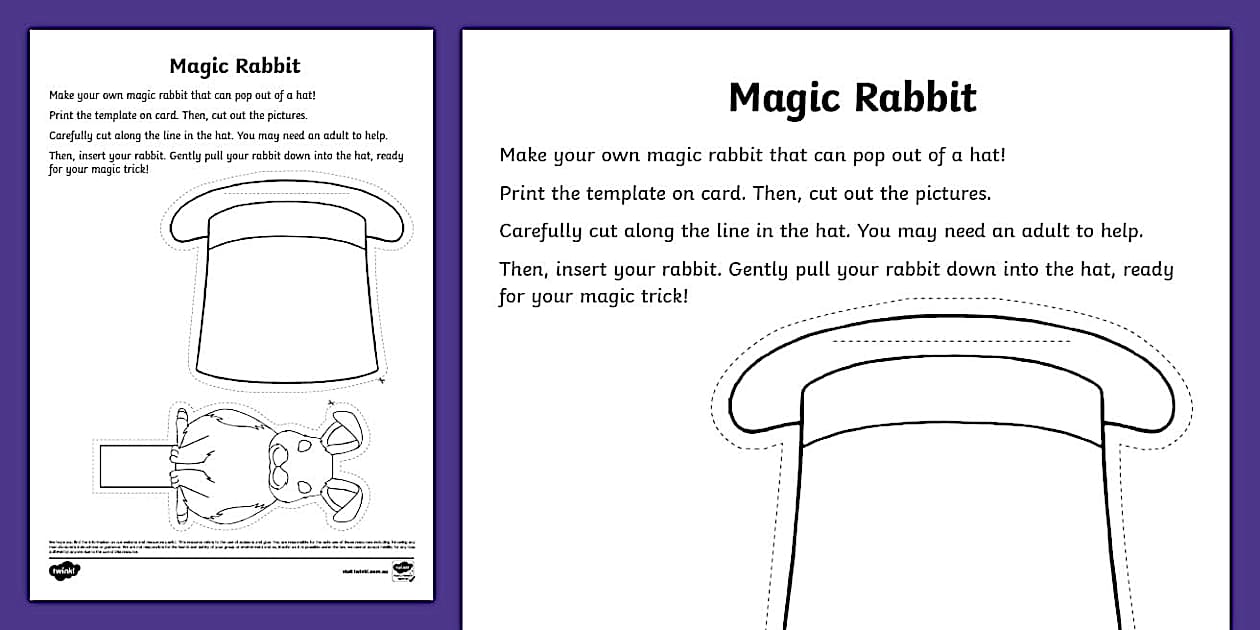 Book Week Craft Activities - Magic Rabbit Craft | Twinkl