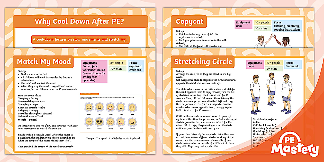 PE Mastery: Year 2 Cool-Down PowerPoint (teacher made)