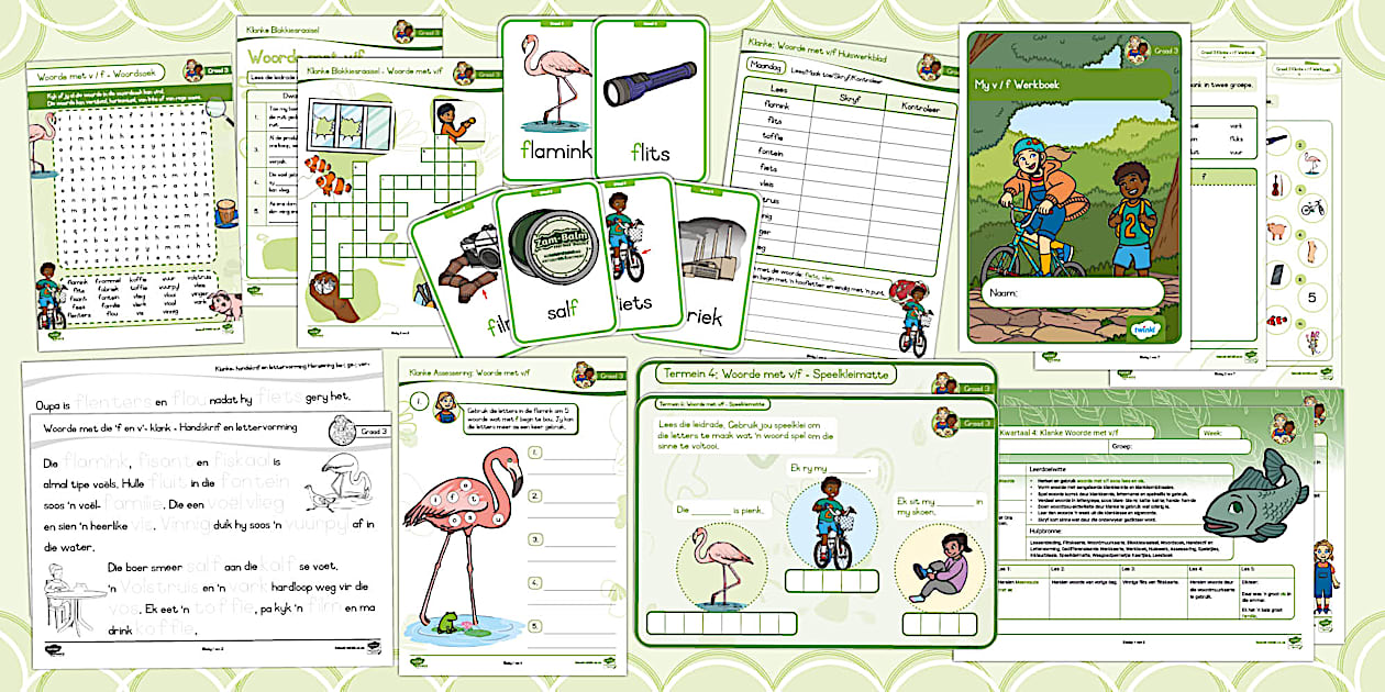 Graad 3 Klanke Hulpbronpakket Woorde met v/f (teacher made)