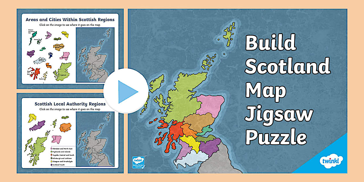 Build Scotland Map Jigsaw Puzzle Interactive PowerPoint