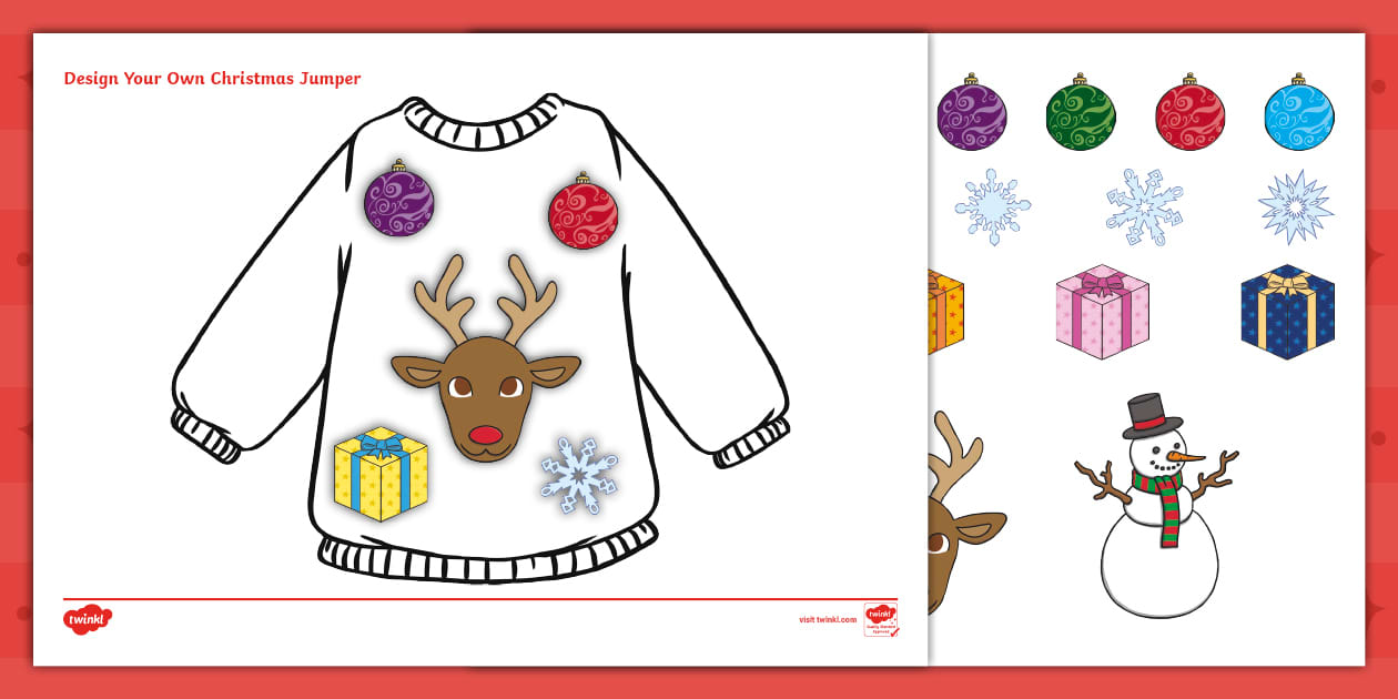 Christmas Jumper Design Cut and Stick Worksheet / Worksheet